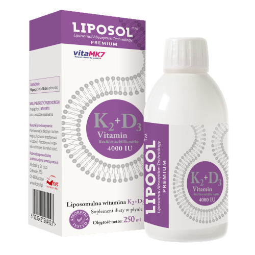 Liposol, Liposomal Vitamin K2 (Vita MK7) 100 µq with D3 4000 IU 250 ml ...