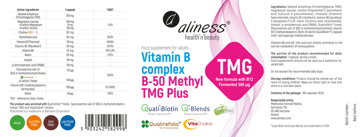 100 capsules of Vitamin B Complex Methyl, 3 months supply, Methyl TMG ...